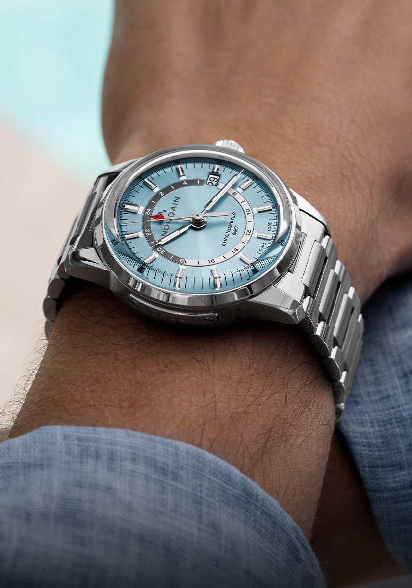 Freedom 60 GMT 40mm Ice Blue | NORQAIN Swiss Made Watches - NORQAIN