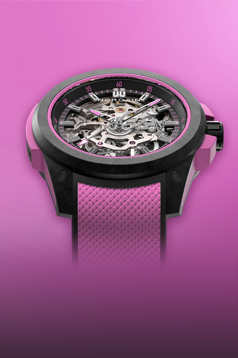 Wild ONE Skeleton 39mm Hyper Pink | NORQAIN Swiss Made Watches - NORQAIN