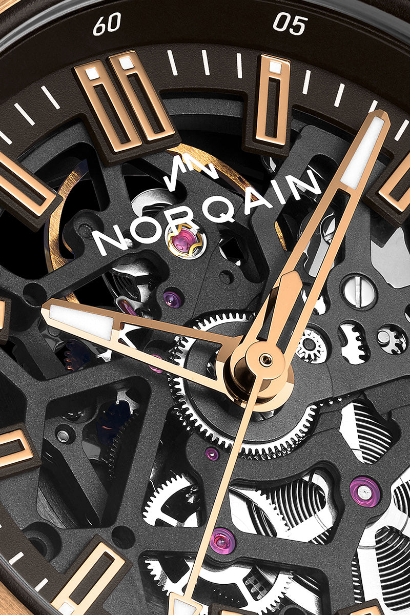 Wild One Skeleton 42mm Gold | NORQAIN Swiss Made Watches - NORQAIN